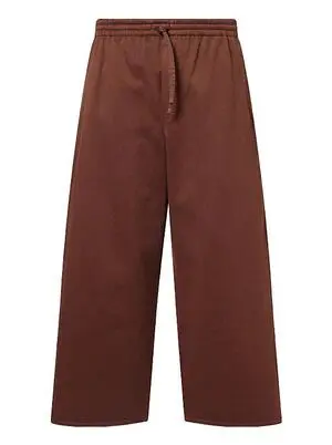 Loewe Ibiza Wide Leg Cotton Trousers - Chocolate Brown