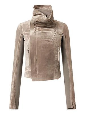 Rick Owens High-neck Velvet Biker Jacket - Dust