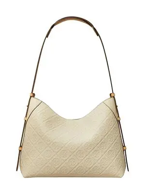 Tory Burch T Monogram Pebble Messenger Bag 'warm - White