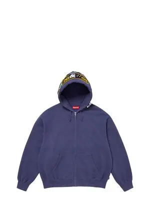 Supreme Patches Zip Up Hooded Sweatshirt - Blue