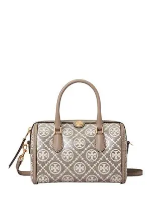 TORY BURCH T Monogram Coated Jacquard Petite Barrel Bag 'charcoal'