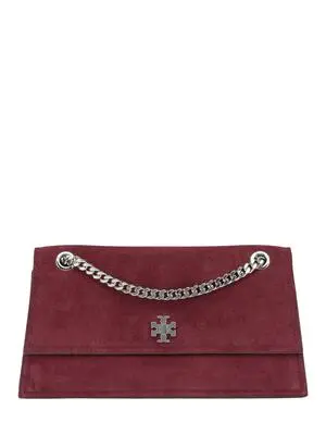 TORY BURCH Kira Turnlock Suede Shoulder Bag 'merlot'