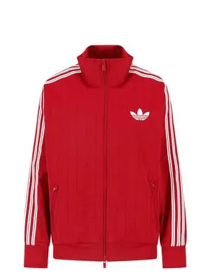 Adidas Full-zip Sporty Jacket With Iconic Stripes - Red