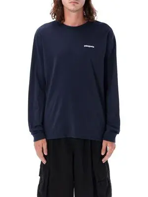 Patagonia P-6 Long-sleeve Logo T-shirt In Recycled Fabric - Blu