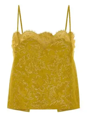 Saint Laurent Jacquard Metallic Camisole - Gold