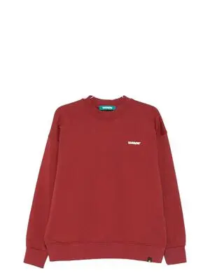 BARROW Cotton Sweatshirt With Chest Logo And Smile Graphic - Rosso
