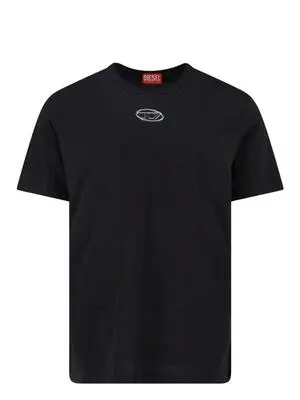 DIESEL® 100% Cotton Crew Neck T-shirt - Black