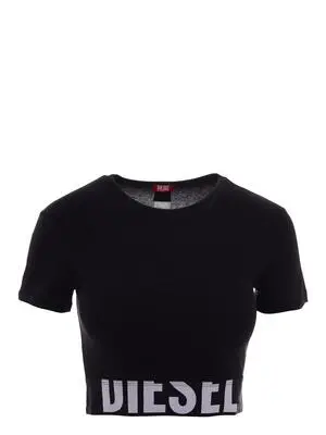 DIESEL® Logo Hem Cropped T-shirt - Black