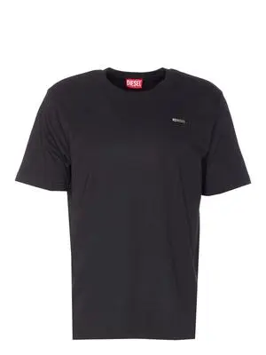 DIESEL® Logo Detail Crew Neck Short Sleeve T-shirt - Nero