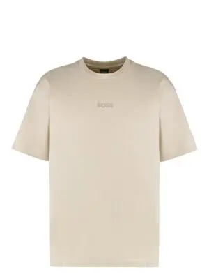 BOSS Crew Neck T-shirt For Short Sleeves - Beige