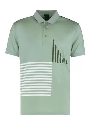 BOSS Technical Fabric Polo With Graphic Design - Green
