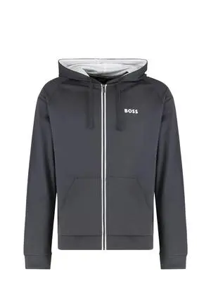BOSS Cotton French Terry Zip-up Hooded Sweatshirt - Grey