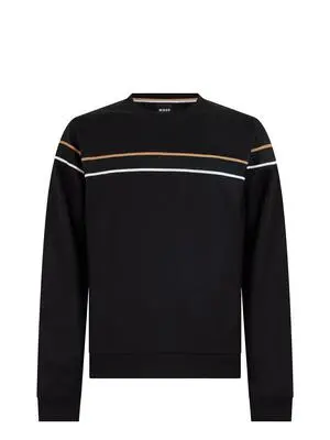 BOSS Boss Men's Minimal Cotton Crewneck Sweatshirt With Light Stripe Detailing