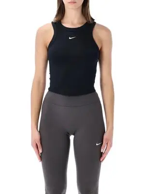 Nike Ribbed Racerback Cropped Tank Top - Black