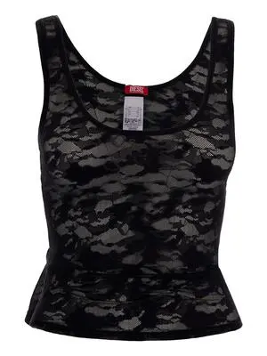 DIESEL® Diesel Women's Lace Mesh Tank Top Ebony