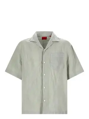 Hugo Linen Button-up Shirt For - Green