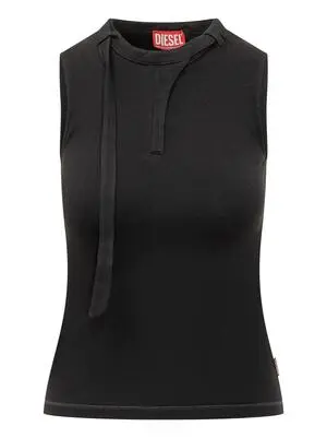 DIESEL® DIESEL Sleeveless Top With Tie Detail Nero