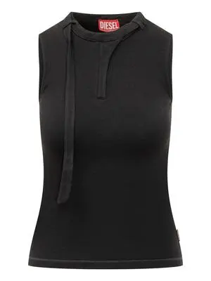 DIESEL® DIESEL Sleeveless Top With Tie Detail Nero