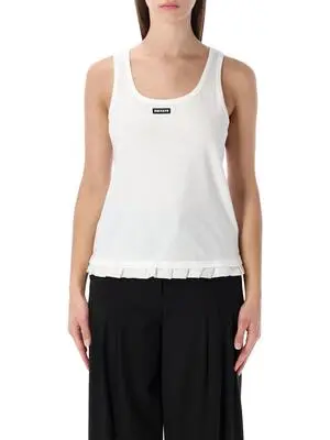 ROTATE BY BIRGER CHRISTENSEN Ruffled Hem Cotton Tank Top Size - White