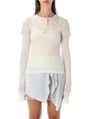 Acne Studios ACNE STUDIOS Layered Ribbed Long Sleeve Top White Off White