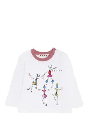 Marni Baby Girls Stylized Logo Cotton T-shirt - Multicolour