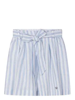 Monnalisa Striped Tie Detailed Shorts - Bianco/celeste