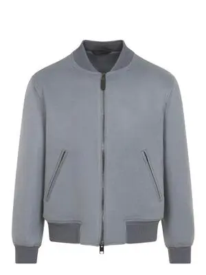 Brioni Wool & Cashmere Knit Bomber Jacket - Metallic