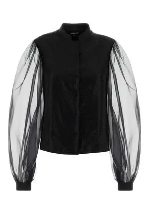 Giorgio Armani Satin Silk Shirt For - Black