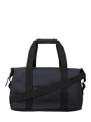 Rains Rains Hilo Weekend Handbag Small, Water-Resistant PU Mini Travel Bag With Full-Length Zipper & Crossbody Strap (18L) Nero