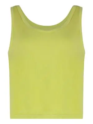 The Great. Ribbed Edge Cotton Tank Top Mini - Green