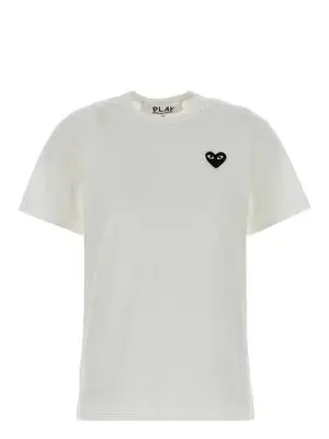 Play Comme Des Garcon Cotton T-shirt With Heart Motif - White
