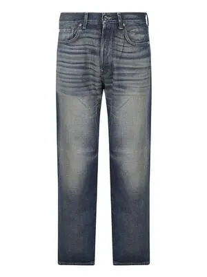 HAIKURE Achilles Double-breasted 100% Cotton Denim Jacket - Mid Blue