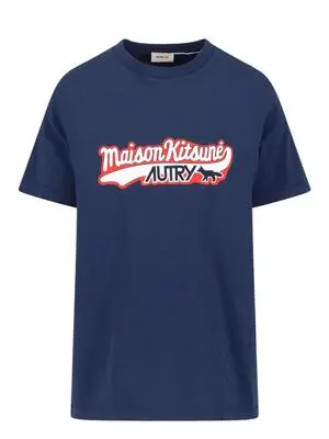 AUTRY 100% Cotton Crewneck T-shirt - Blue