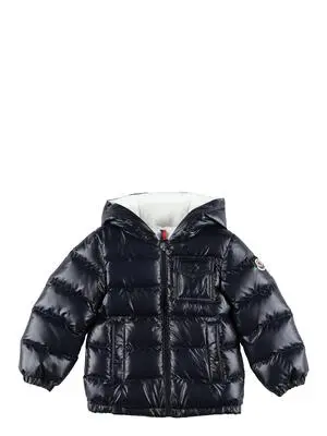 Moncler Mini Hooded Glossy Down Puffer Jacket - Blu