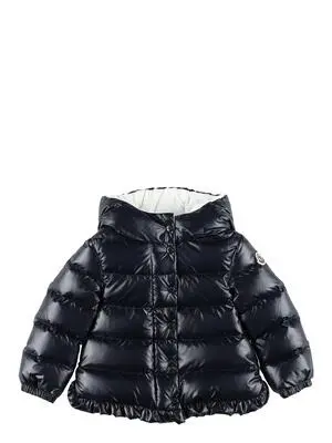 Moncler Recycled Polyester Down Jacket With Ruffle Hem - Blu