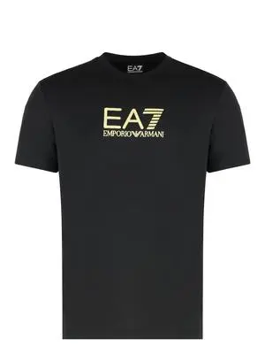 EA7 Logo Print T-shirt For - Black