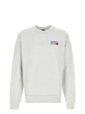 NEW BALANCE Melange Cotton Blend Crewneck Sweatshirt - Grey