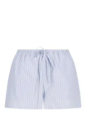 DUNST DUNST 100% Cotton Striped Drawstring Shorts Light Blue