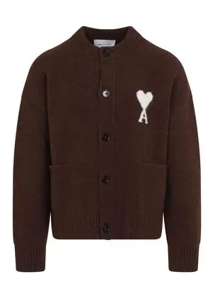 AMI Paris Alpaca Blend Button-up Cardigan - Brown
