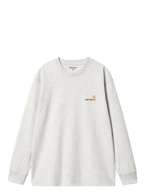 Carhartt Work In Progress Long Sleeve American Script T-shirt - Ashheather