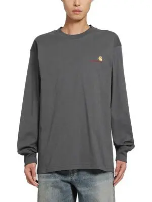Carhartt Work In Progress Long-sleeve American Script T-shirt - Graphite