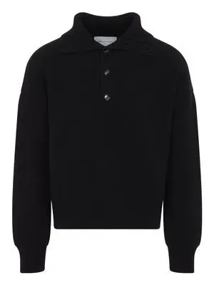 AMI Paris Wool High-collar Pullover Sweater - Black