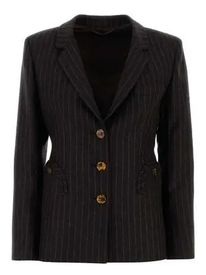BLAZE Embroidered Wool-blend Lady Muad Akira Blazer - Grey