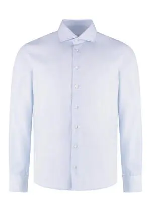 BASTONCINO Rounded Hem Cotton Shirt - Light Blue