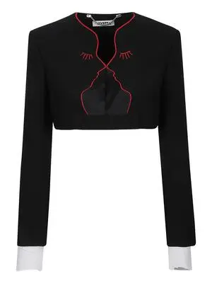 Vivetta Embroidered Crepe-back Satin Jacket - Black