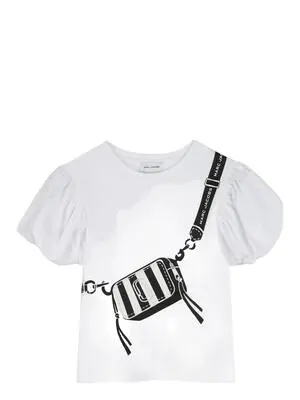 Marc Jacobs Marc Jacobs Short Puff Sleeve T-Shirt With Trompe L'Oeil Print White