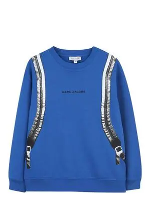 Marc Jacobs Graphic Front Pullover With Ribbed Neck - Blue