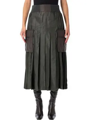 Sacai SACAI Pleated Cargo Midi Skirt D/khaki