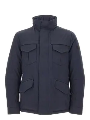 Peuterey Stretch Polyester Quilted Coat With Nylon Lining - Navy