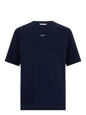 Drole De Monsieur Cotton Crew Neck T-shirt With Slogan - Blue